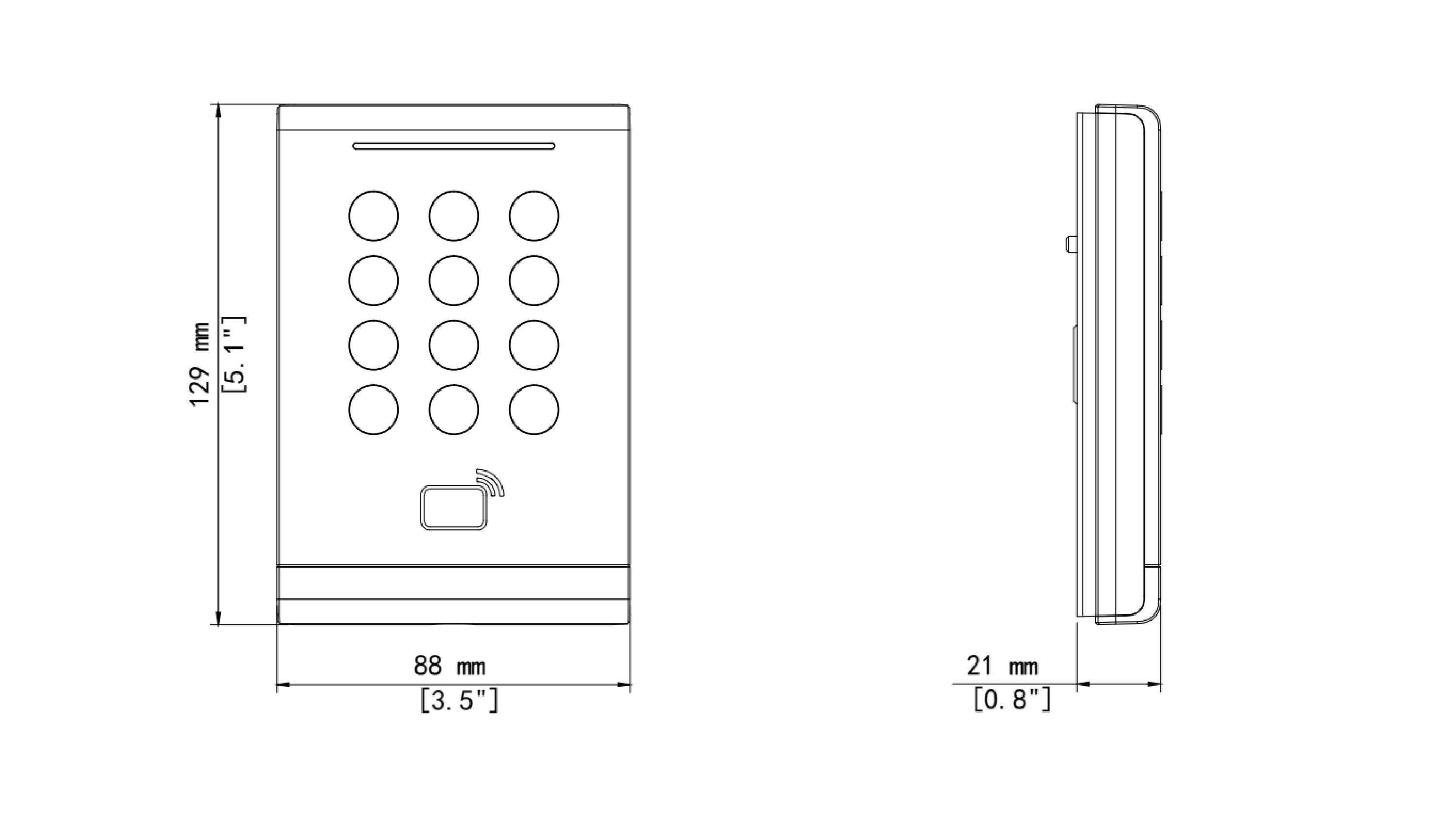EC-R3H-MK-ZD 壁挂式Mifare键盘读卡器 - 宇视科技